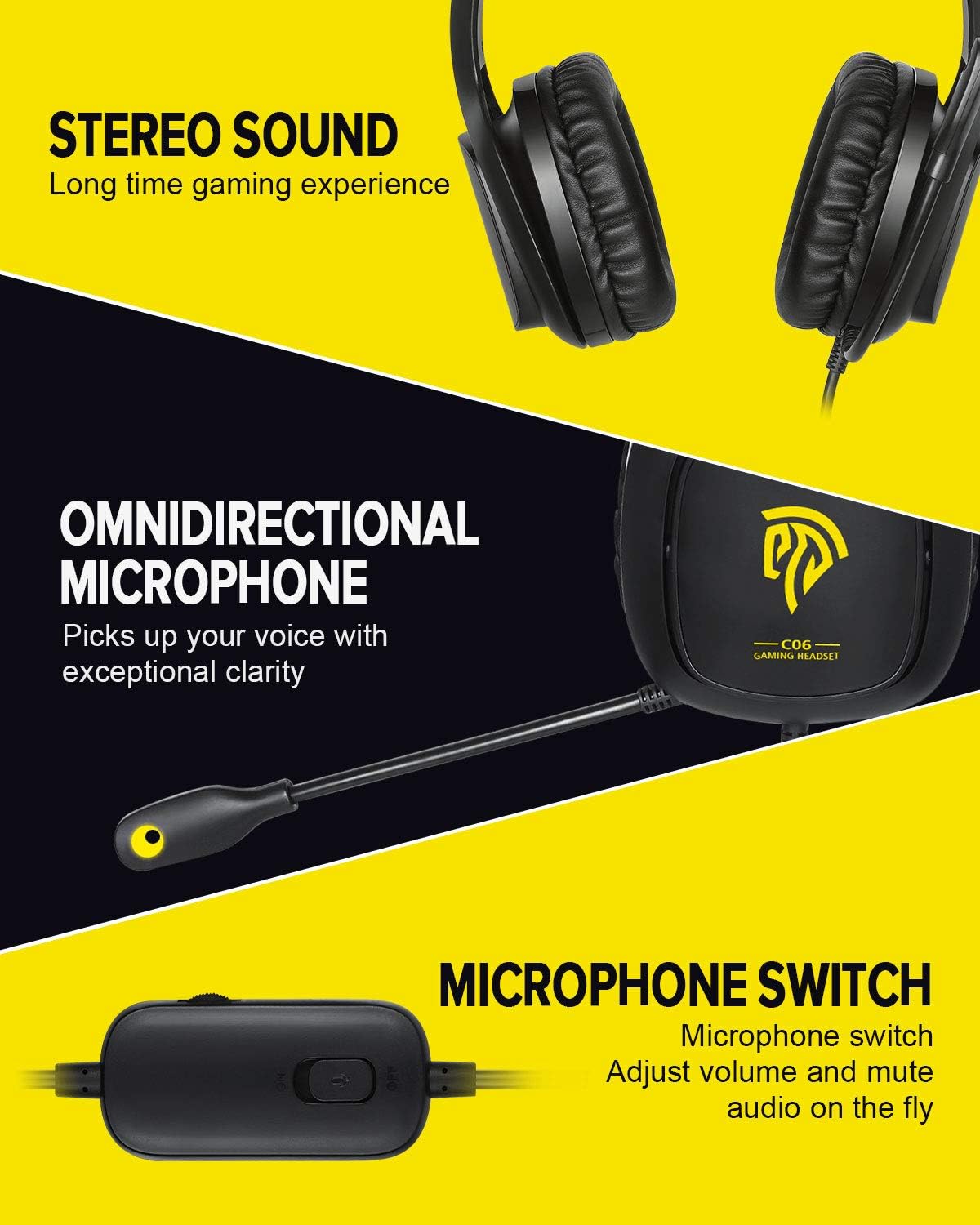 EasySMX Comfortable LED 3.5mm Stereo Gaming LED Lighting Over-Ear ...