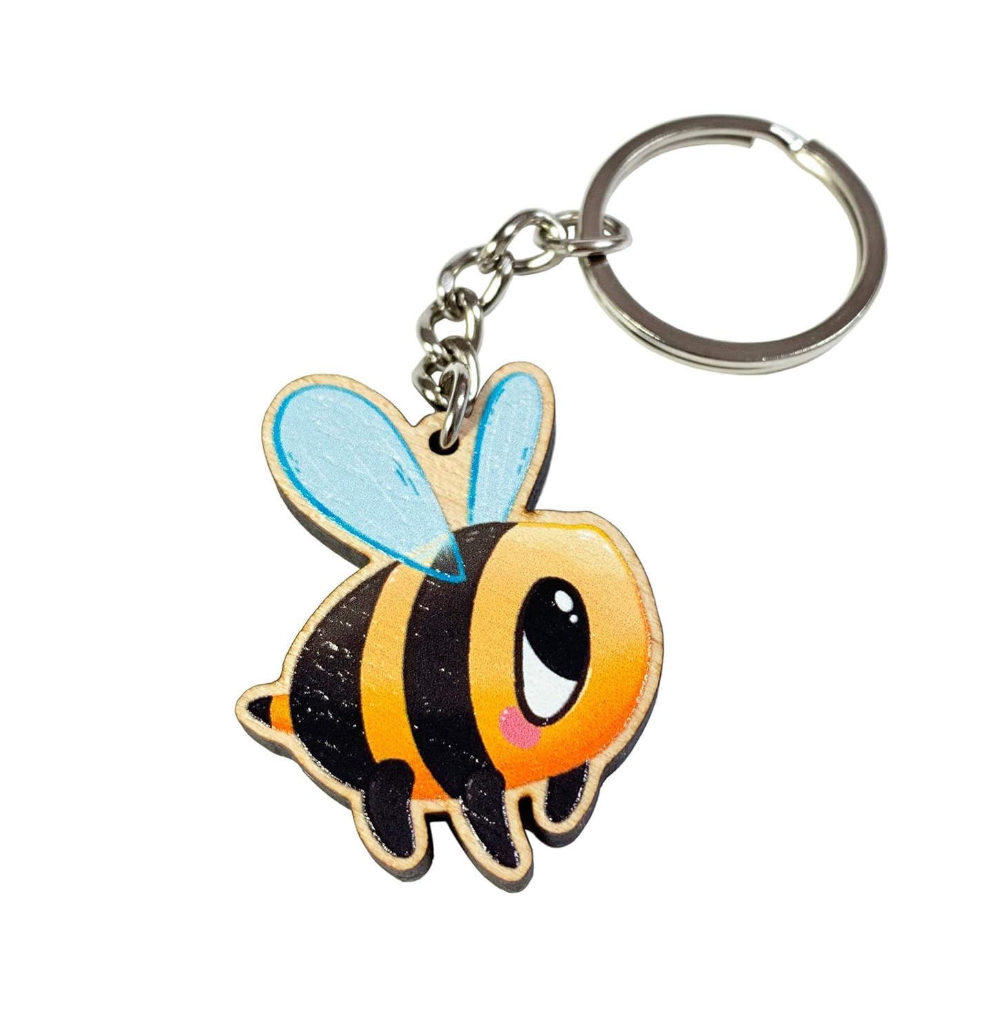 Amazon.com: PeachyApricot Bee Keychain Cute Wooden Bumblebee: Handmade