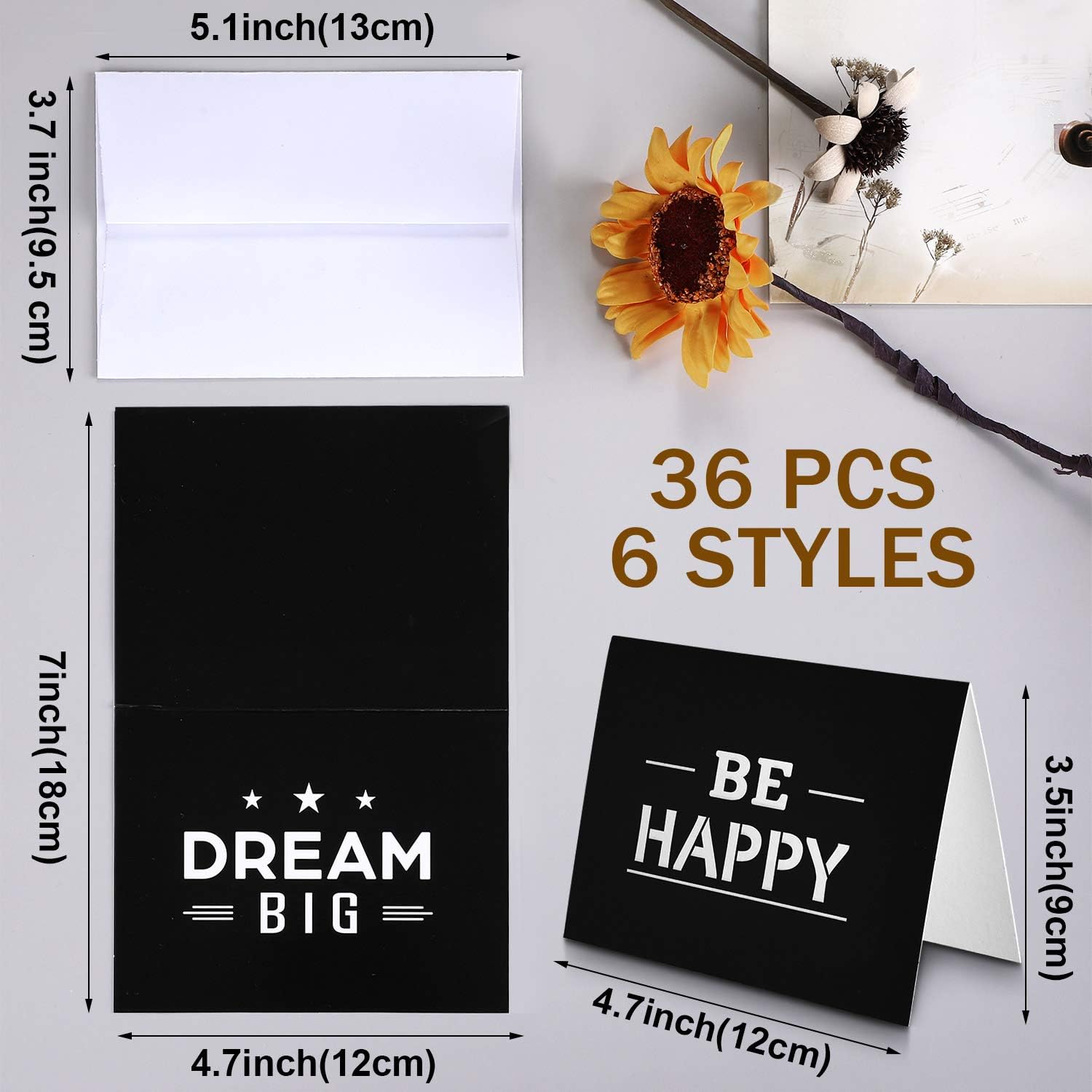 36 Pieces Inspirational Greeting Cards Motivational Quote Card with ...