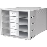Han 1012-363 Impuls Drawer Box A4/C4 4 Closed Drawers Black/Transparent ...