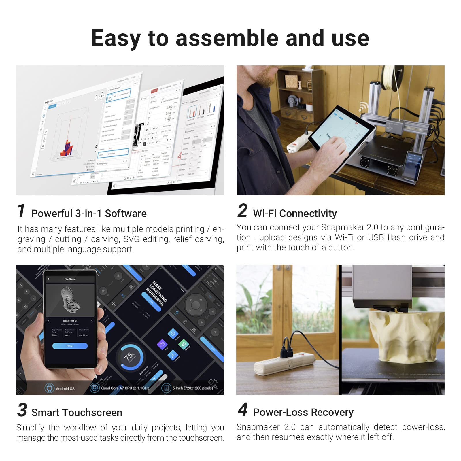 Snapmaker F350 2.0 Impresora 3D modular con un filamento de PLA negro ...