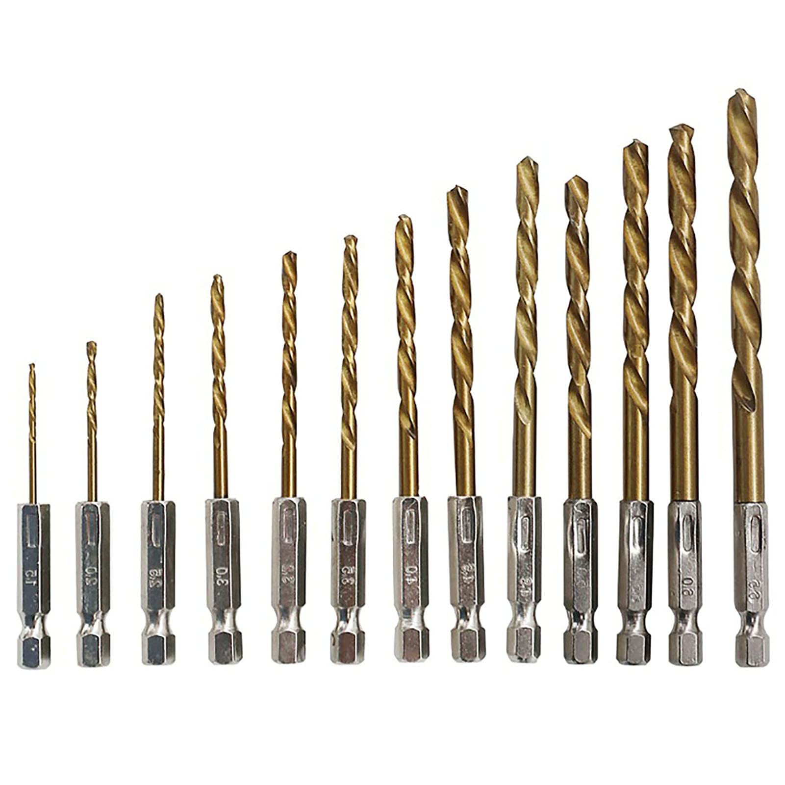 Hex-Shank Drill Bit Set, HSS Titanium Coated Twist Drill Bits Set Hex ...