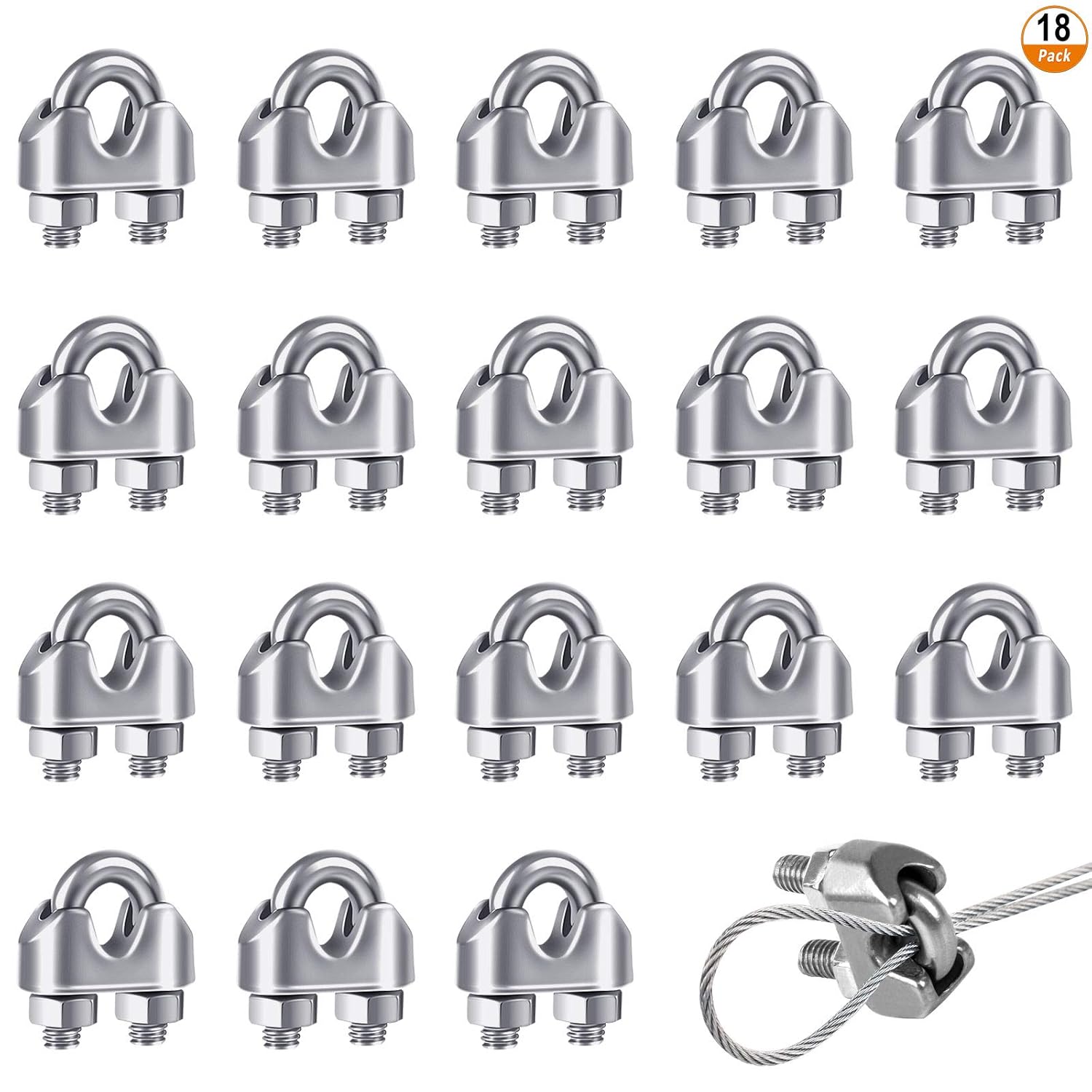 Wire Rope Clip Cable Clamp M3 U Bolt Clamp 18 PCS M3(3mm) 304 Stainless ...