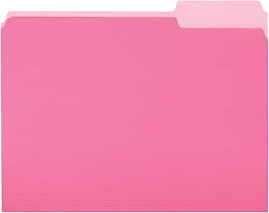 AmazonBasics File Folders, Letter Size, 1/3 Cut Tab, Pink, 36-Pack ...