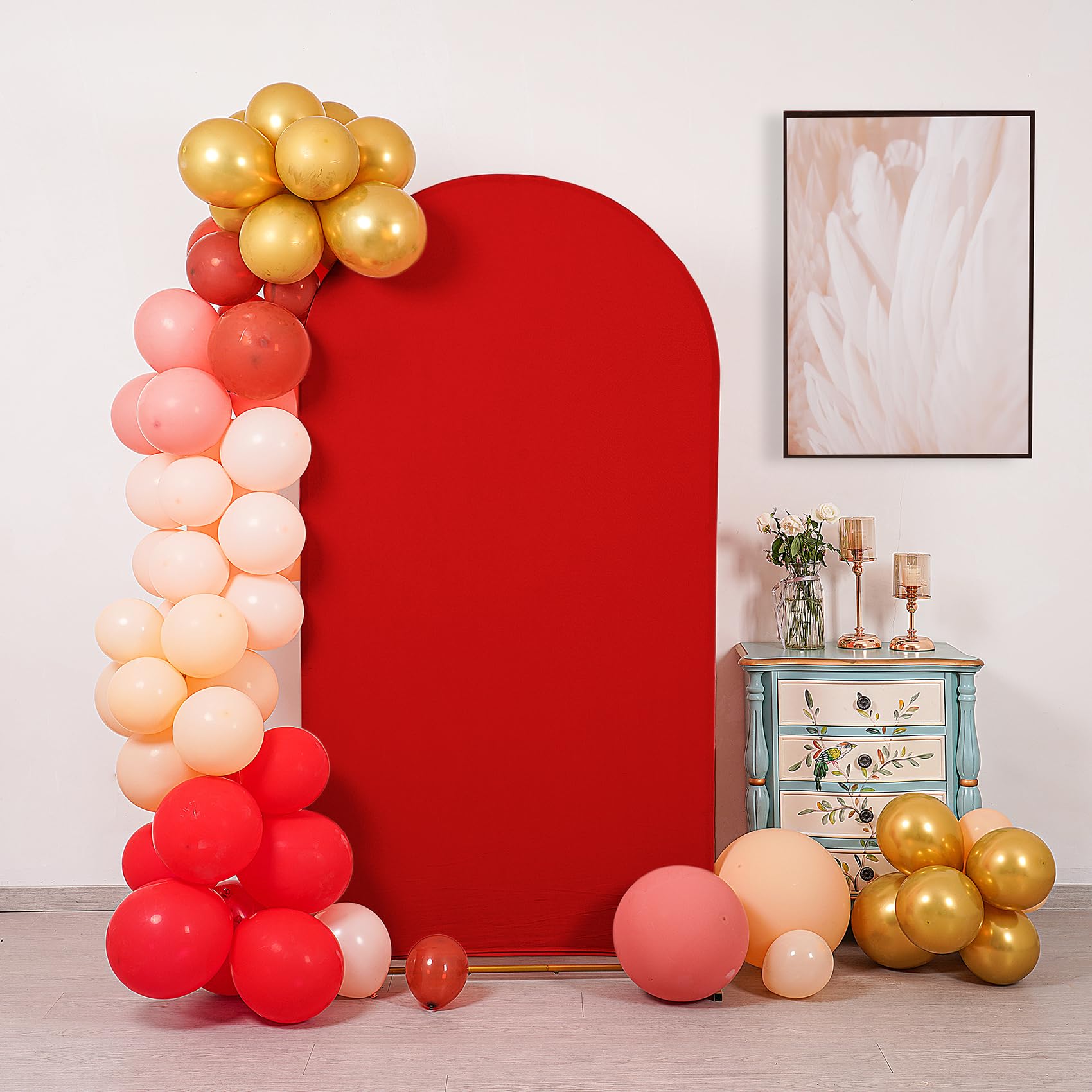 Peomeise 4FT Wedding Arch Cover，Red Arch Backdrop Cover Stretchy ...
