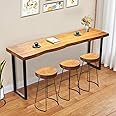 Amazon.com: JNMDLAKO Narrow Bar Table, Solid Wood Bar Height Table Industrial Dining Room Bar ...
