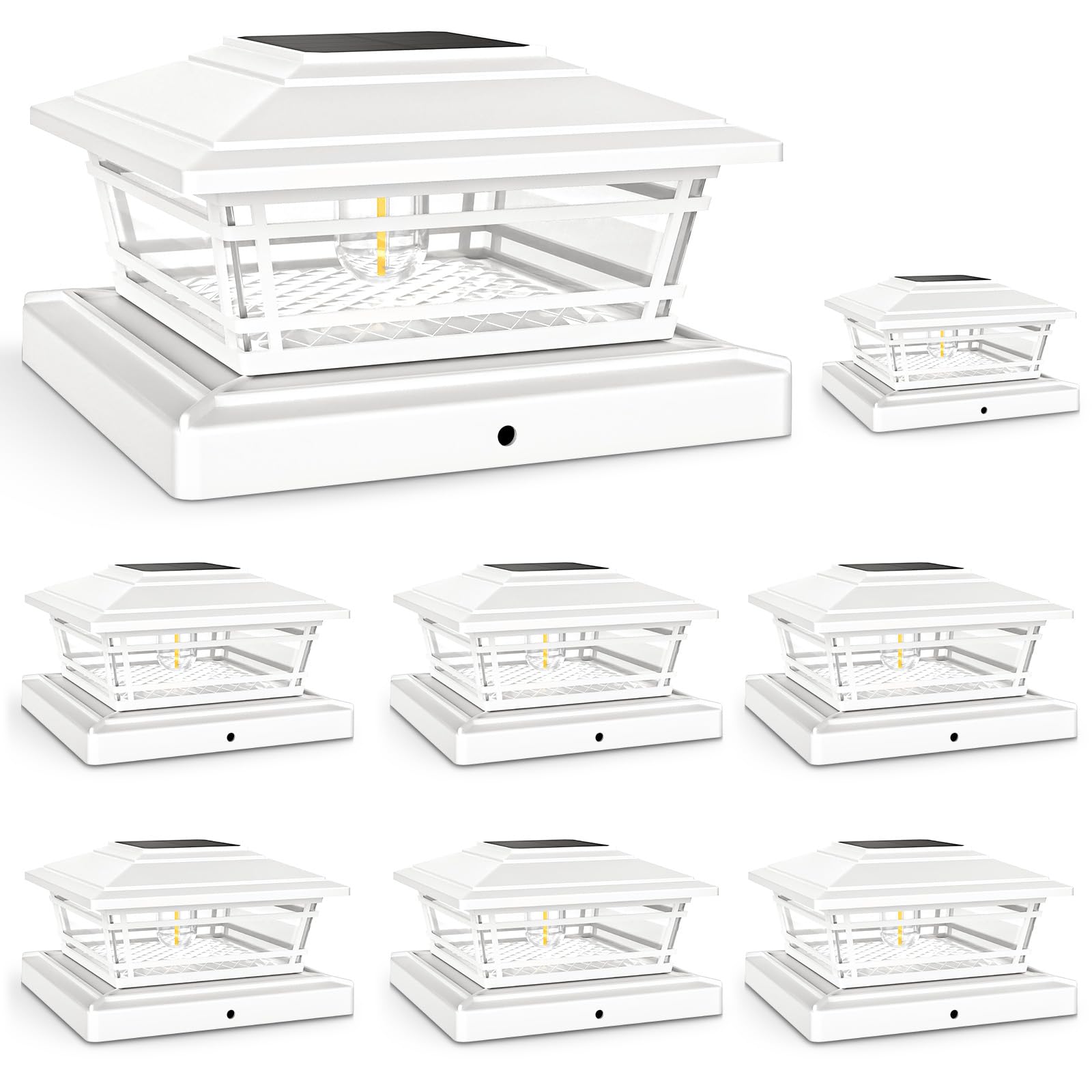 APONUO 5x5 Solar Post Cap Lights White for Vinyl Fence,Warm White 2 ...