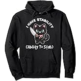 Amazon.com: Funny Black Cat I Have Stability Ability To Stab Cat Meme T ...