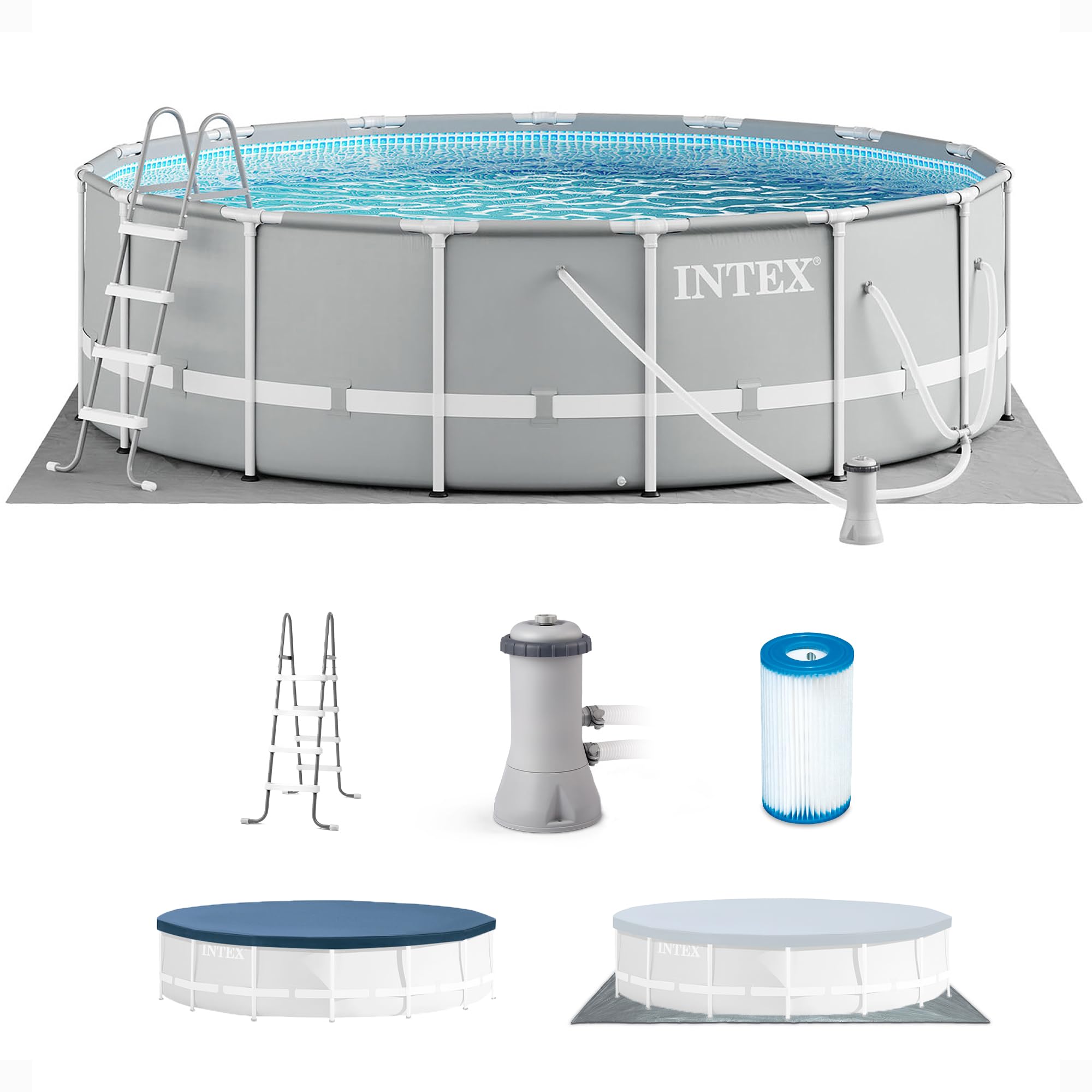 Intex 26725EH Prism Frame Premium Above Ground Swimming Pool Set: 15ft ...