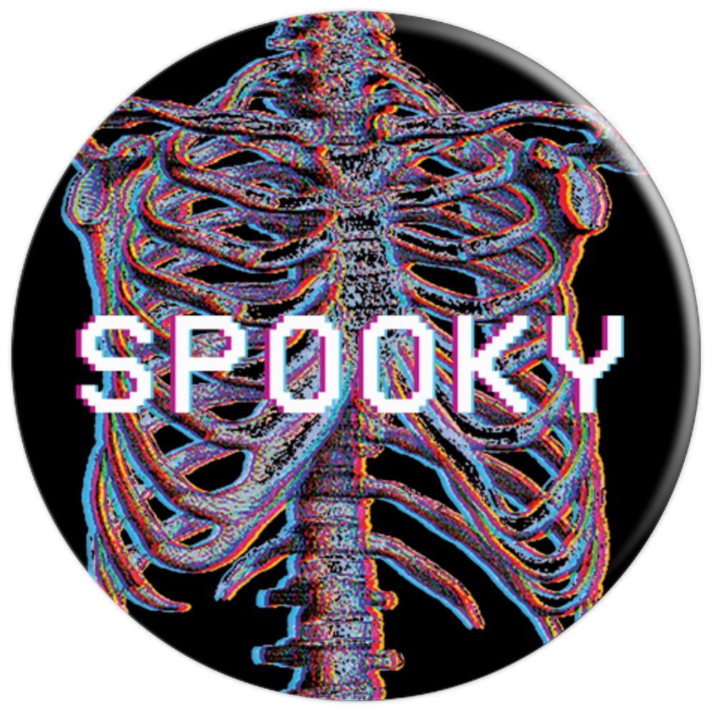 Halloween Vaporwave Goth SPOOKY Skeleton Glitch Art - PopSockets Grip ...