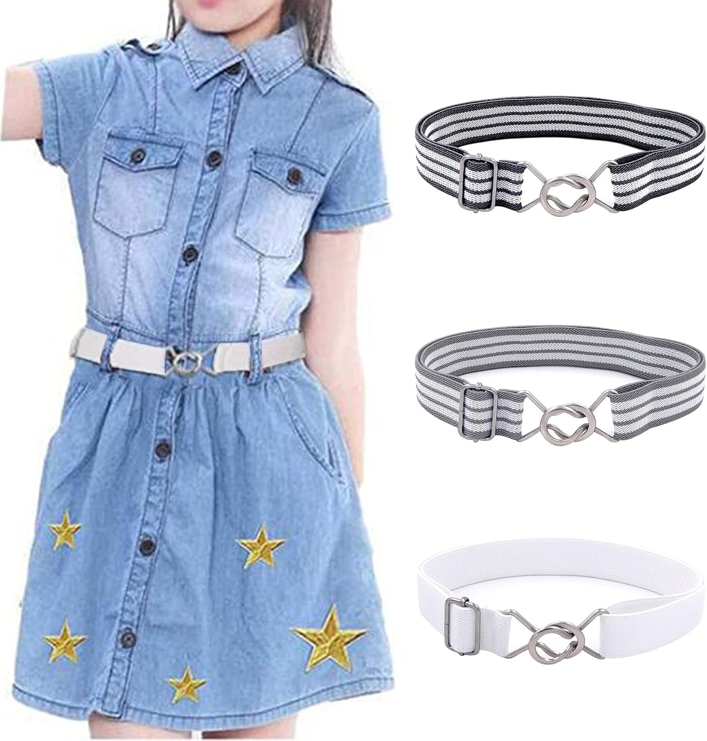 Elastic Belts for Kids, 3 Colors Childrens Adjustable Belt for Boys ...