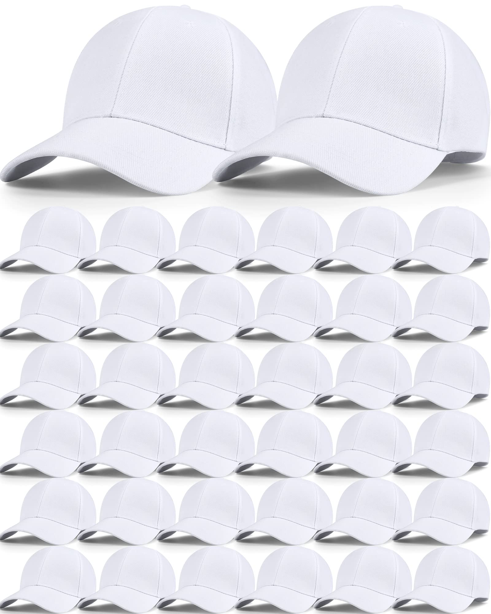 Foaincore 36 Pack Blank Baseball Cap Bulk Adjustable Back Strap ...