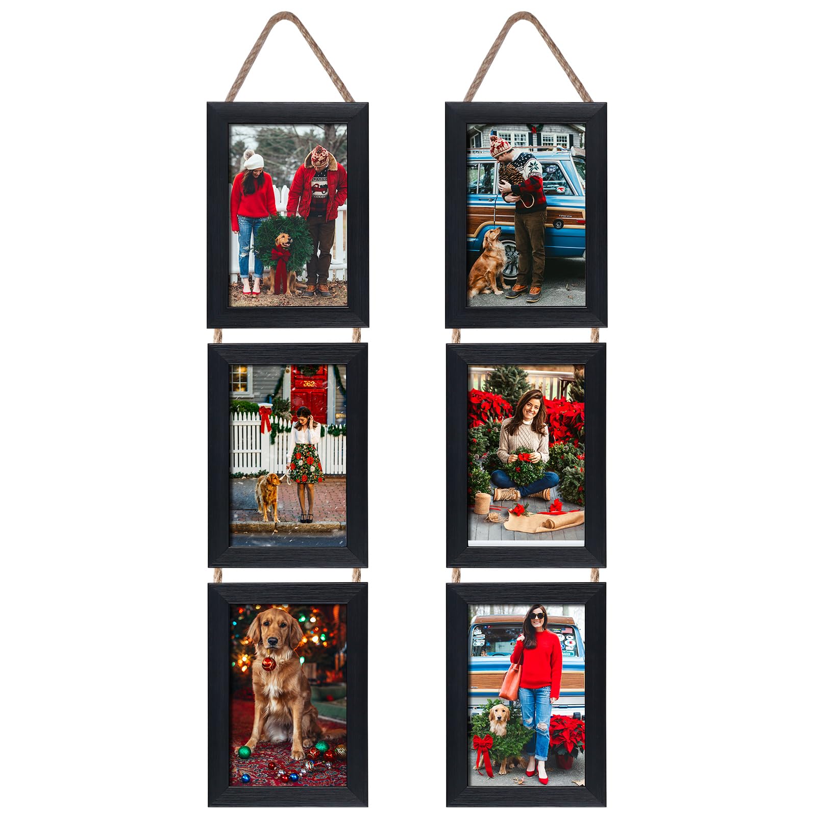 Lavezee 4x6 Collage Triple Picture Frames Set, Black 6 Opening Hanging ...