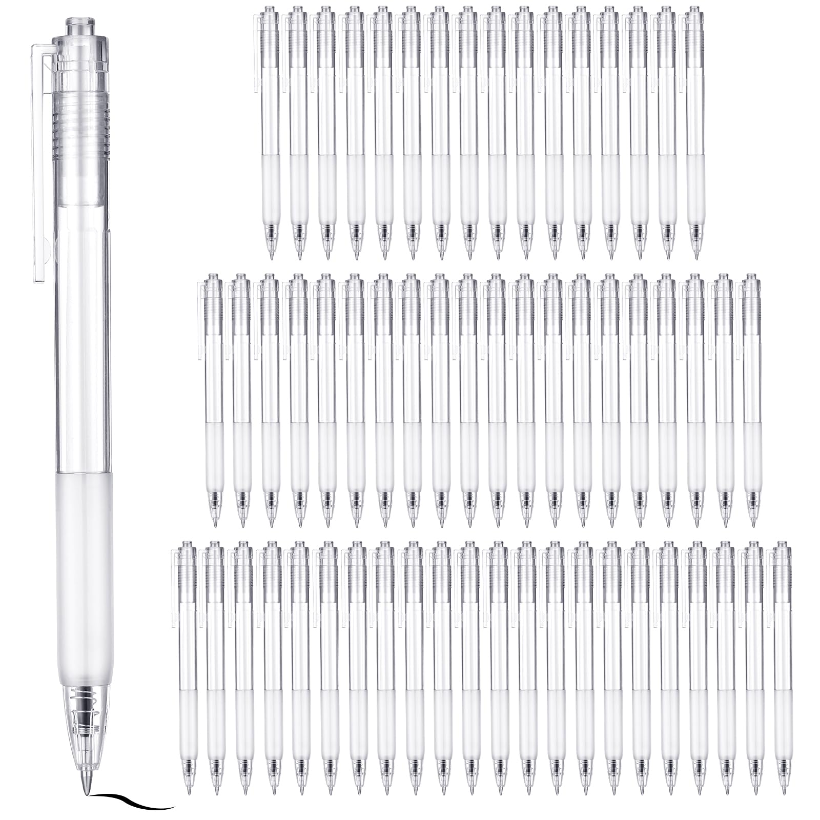 Ctosree 100 Pcs White Barrel Gel Pens 0.7mm Retractable Black Ink Pens ...