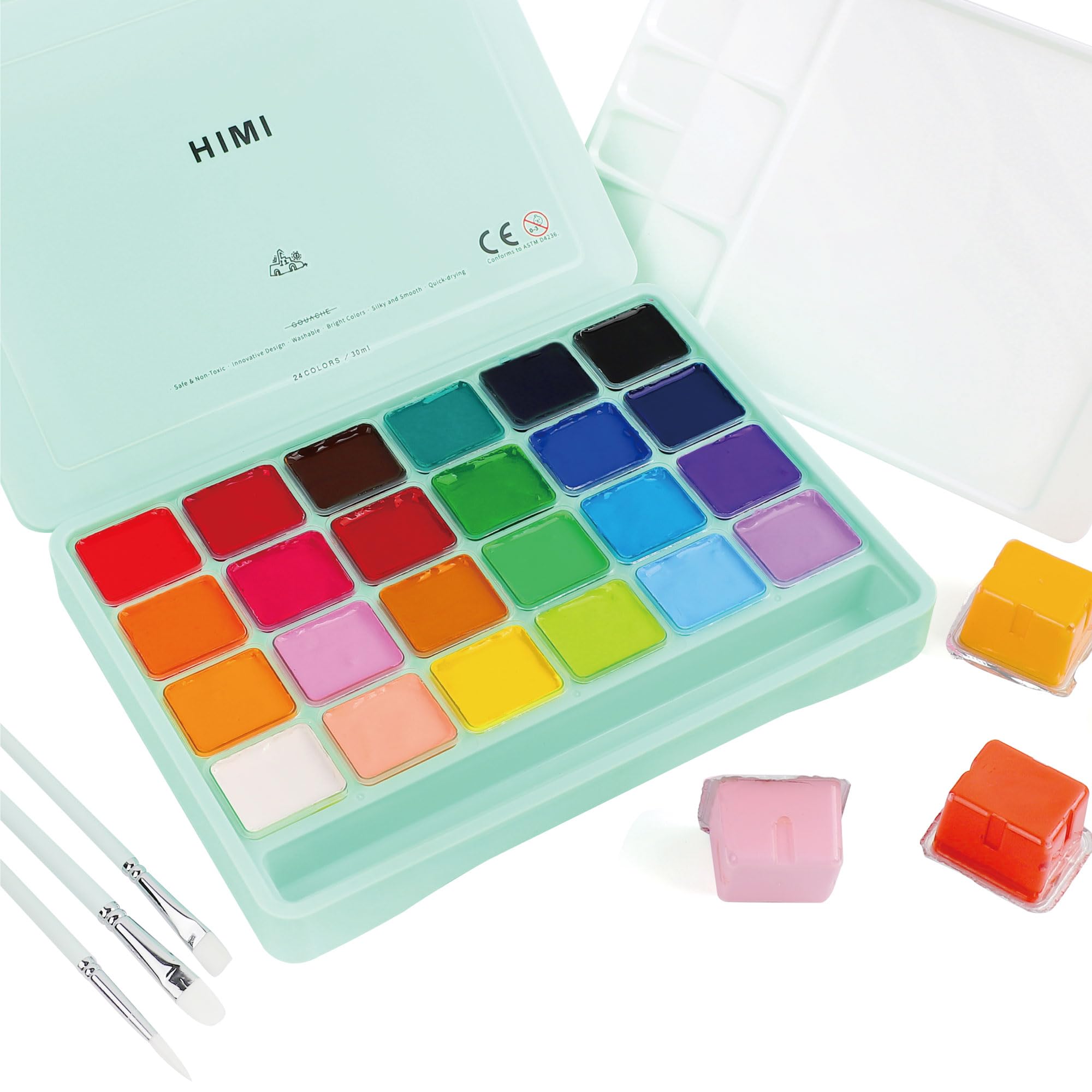 HIMI Gouache Paint Set 24 Vibrant Colors Non Toxic Paints Jelly Cup ...