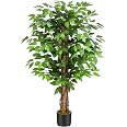 Amazon.com: Keeplush 4ft Ficus Artificial Trees with Natural Curved ...