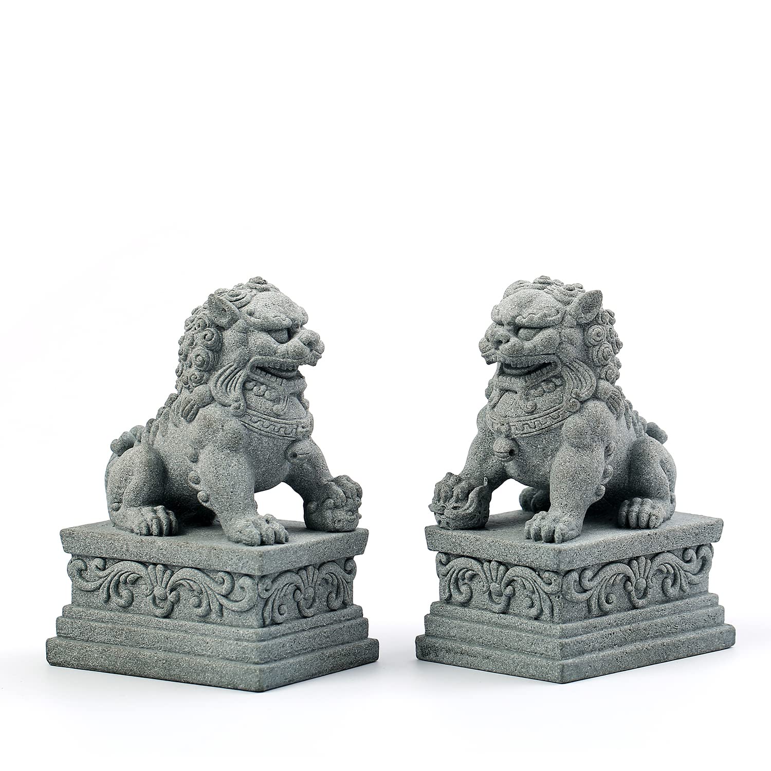 Foo Dogs Statues Pair Guardian Lion Statues Fu Foo Dogs Stone Statues ...