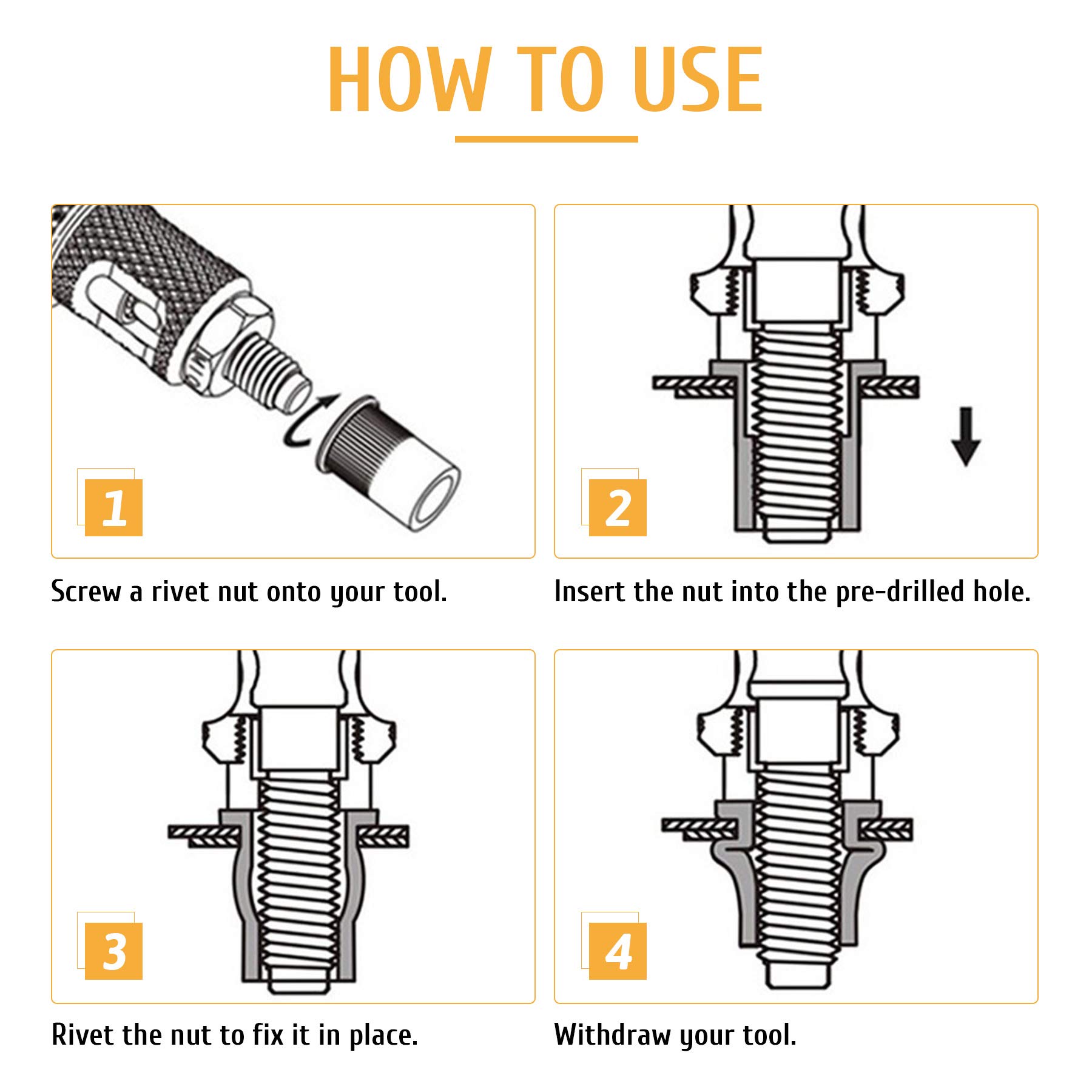 Mua ZELCAN Stainless Steel Rivet Nut Kit, SAE & Metric Nutsert Threaded ...