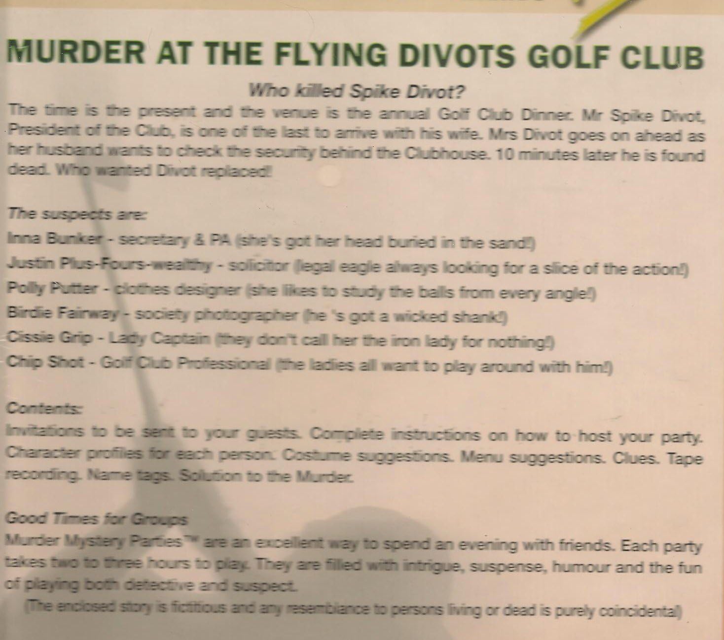 Murder Mystery Party At The Flying Divots Golf Club – BigaMart