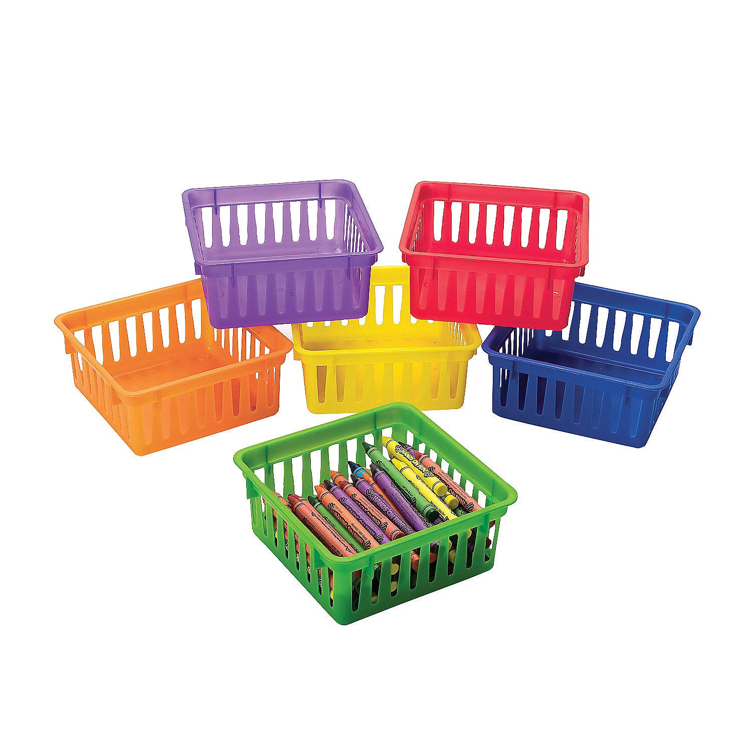 Fun Express - 6 Pack Mini Storage Baskets Bins, Plastic Organizer ...