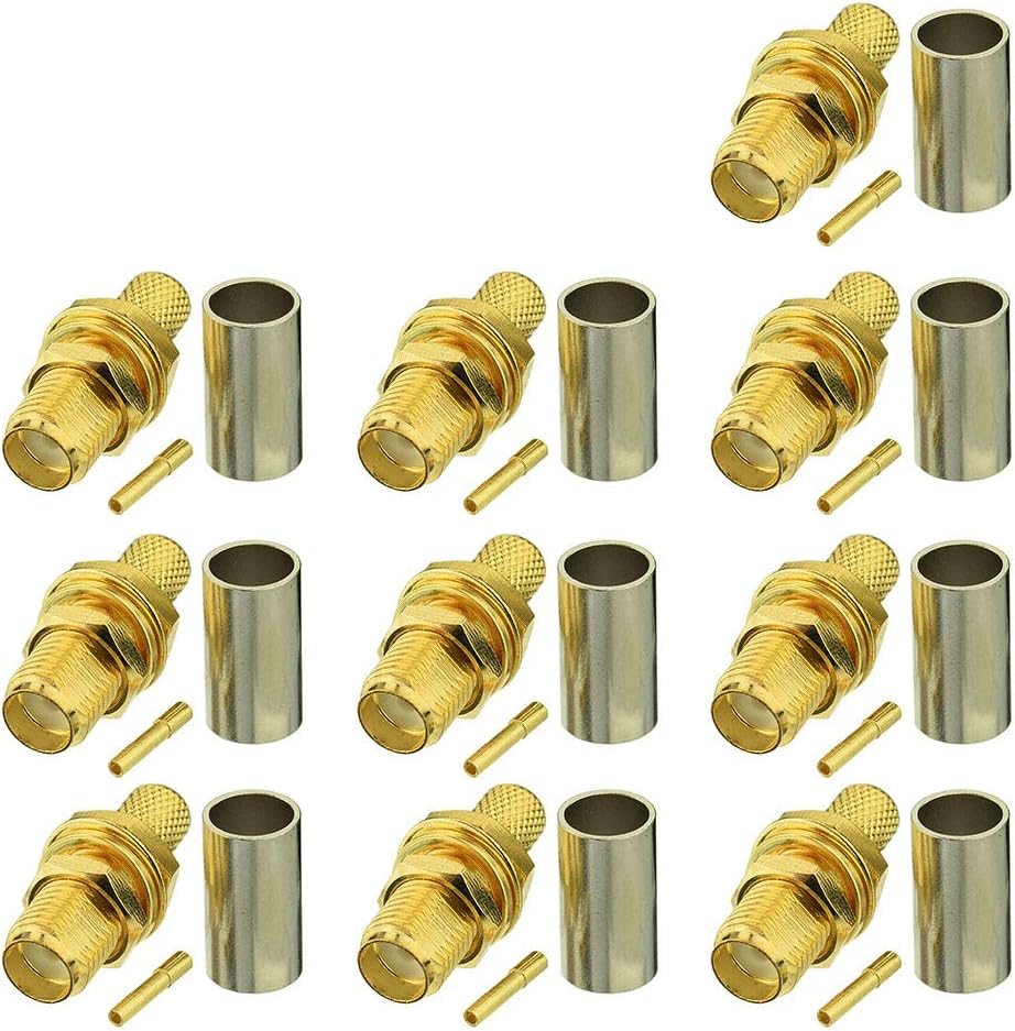Eightwood SMA Jack Female Connector Bulkhead Straight Panel Crimp for ...