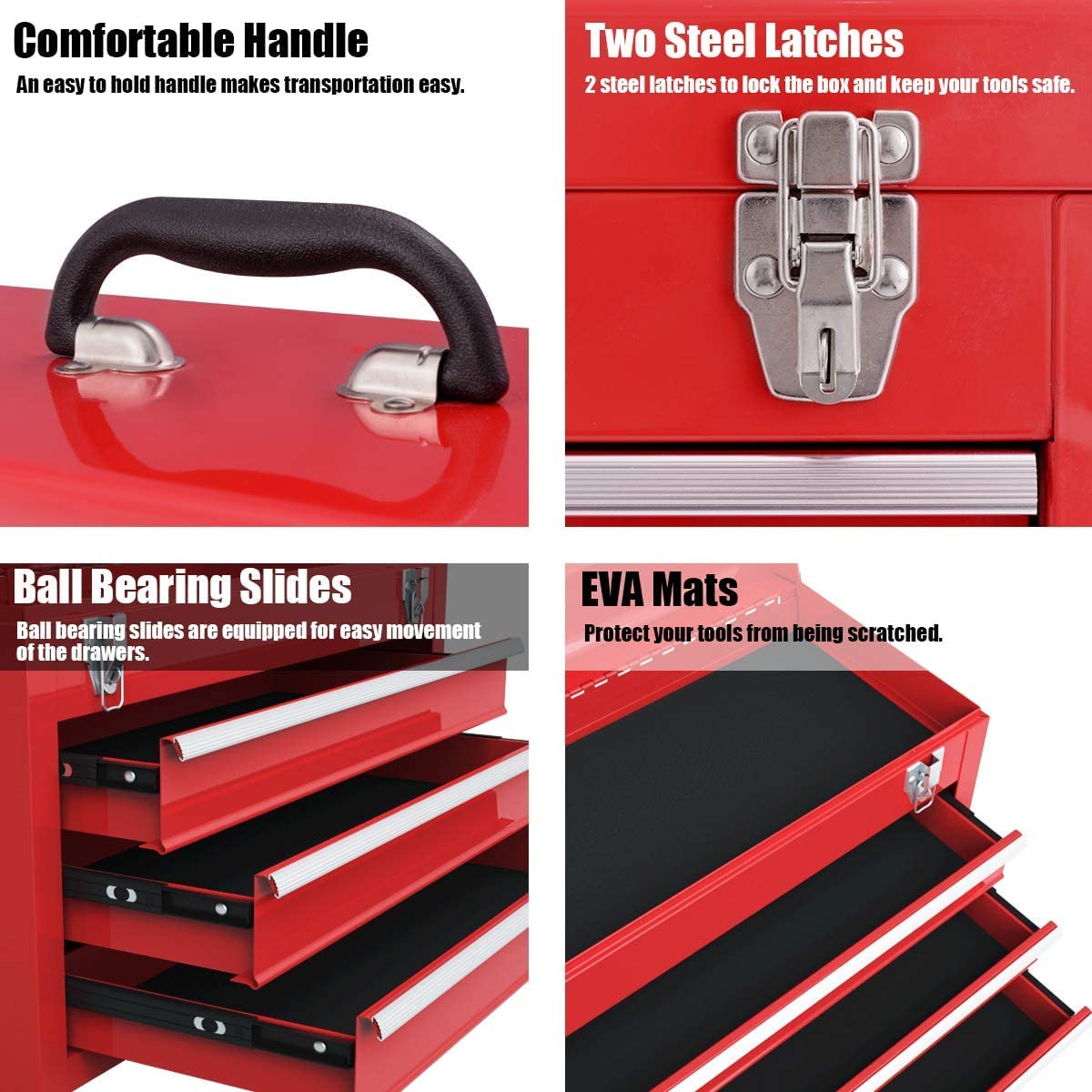 Mua Giantex Portable Steel Tool Box, 20.5'' Toolbox w/ 3 Drawers & Top ...