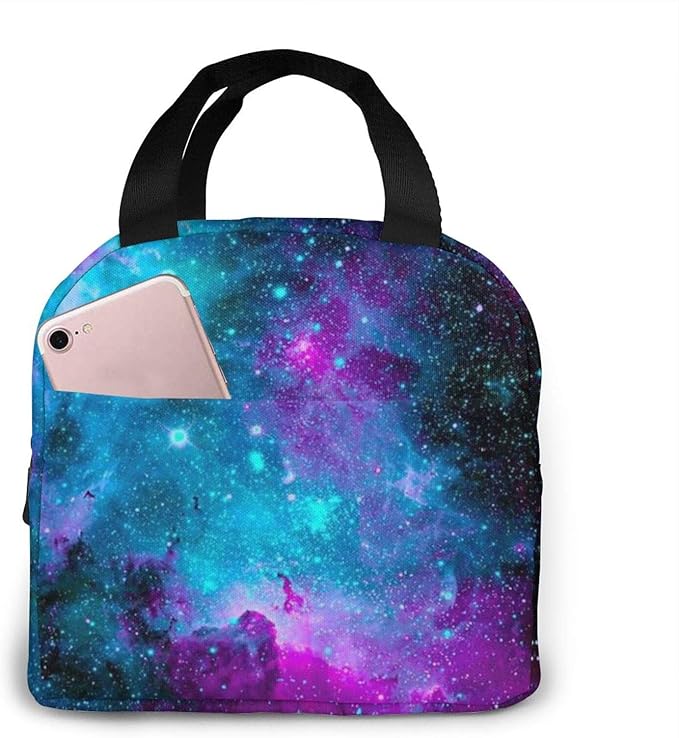 Lunch Bag Blue Purple Galaxy Insulated Lunch Box Tote Bag Snacks ...