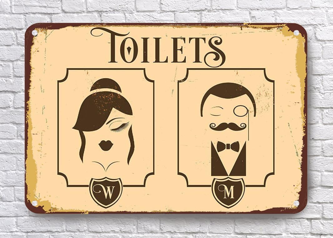 Vintage Style Toilets Sign, Toilet Signs, Male Female Toilets Sign ...