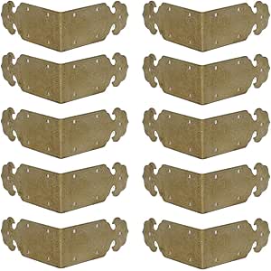 FGen 10pcs Chinese Antique Copper Edge, Table Guards Right Angle Wooden ...