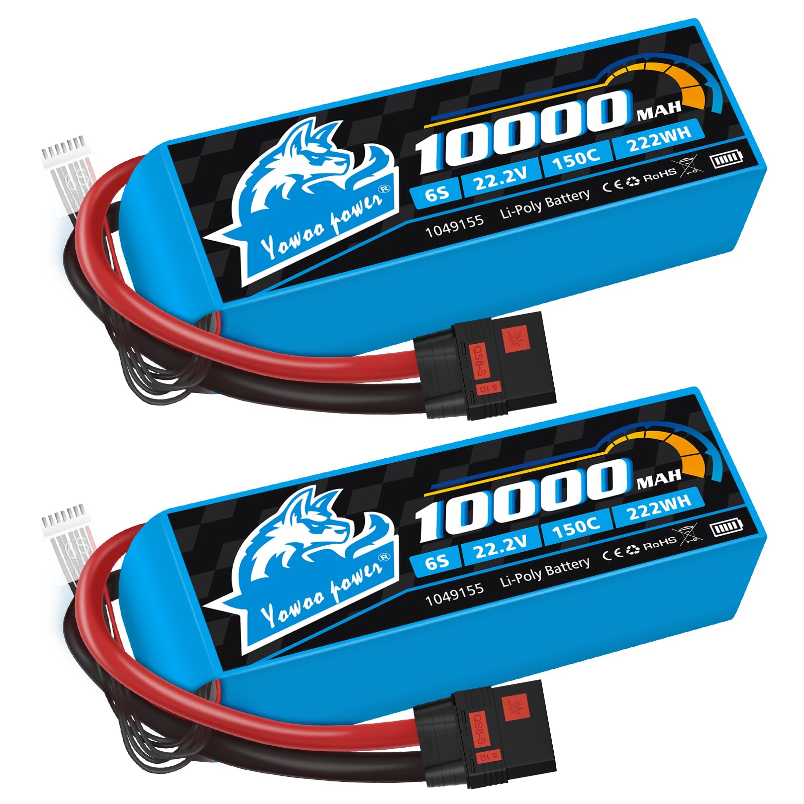 Yowoo 6S 10000mAh Lipo Battery 22.2V 150C QS8 Connector Soft Case ...