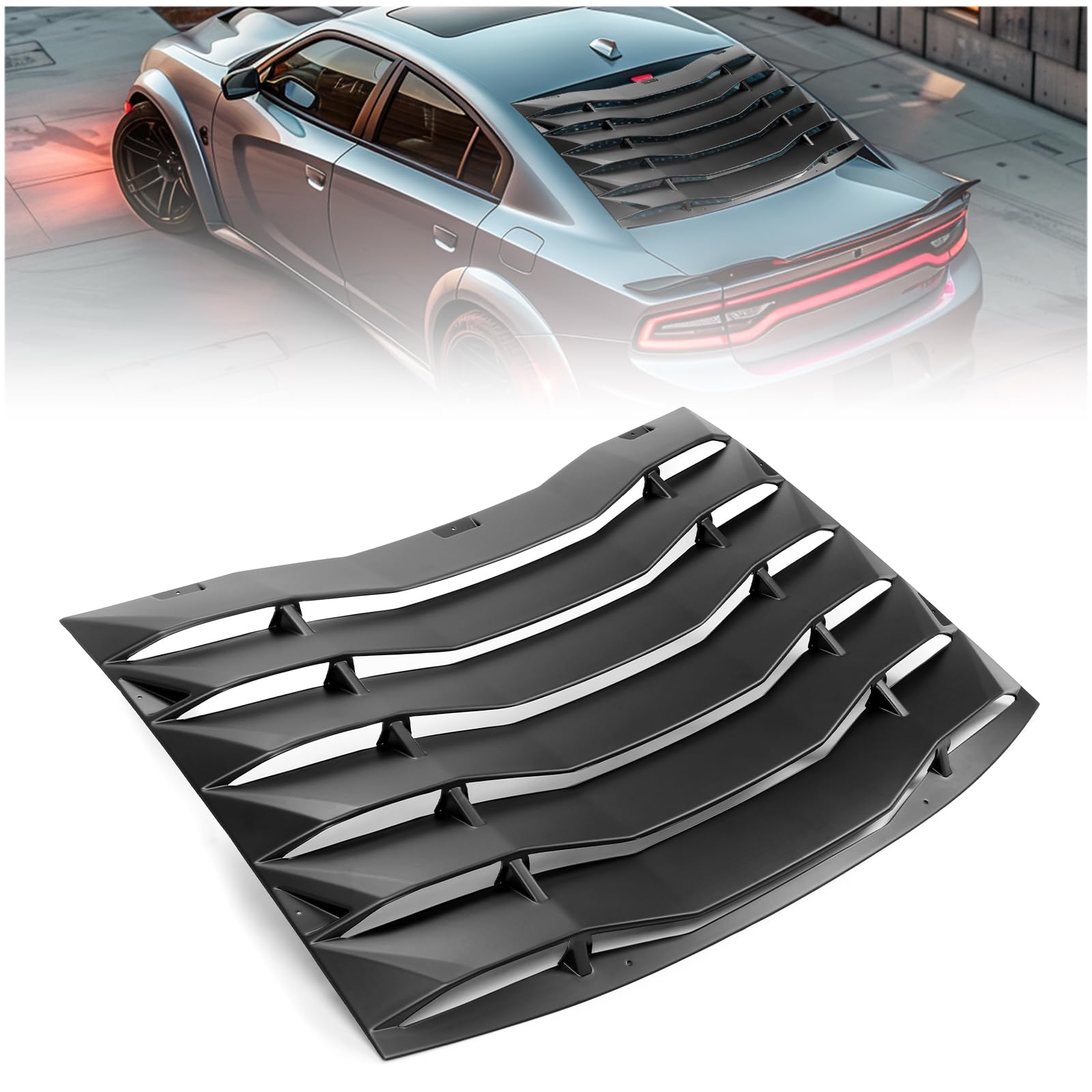 ECOTRIC Carbon Fiber Print Rear Window Louver Cover Compatible with ...