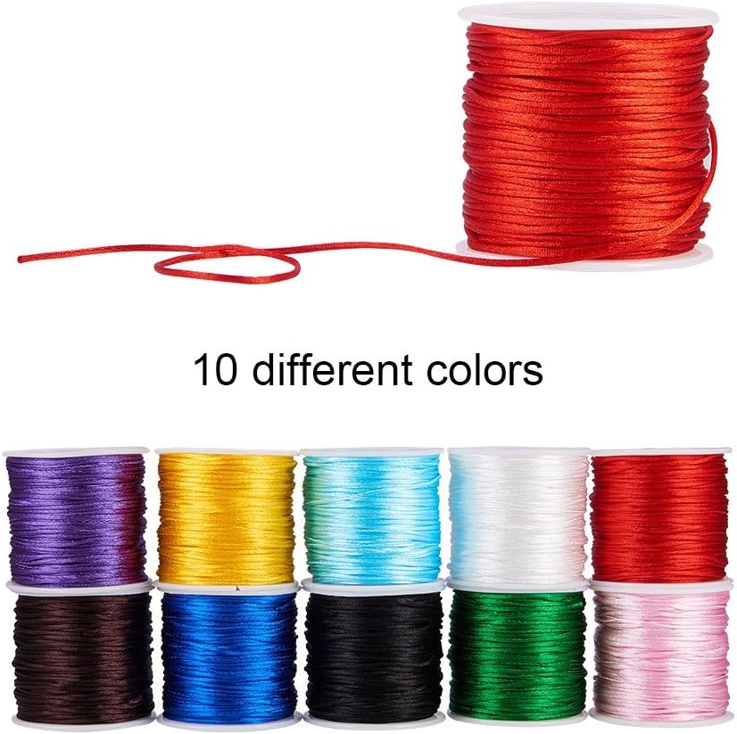 PandaHall Elite 10 Rolls 30m/roll 1mm Rattail Satin Nylon Trim Cord ...