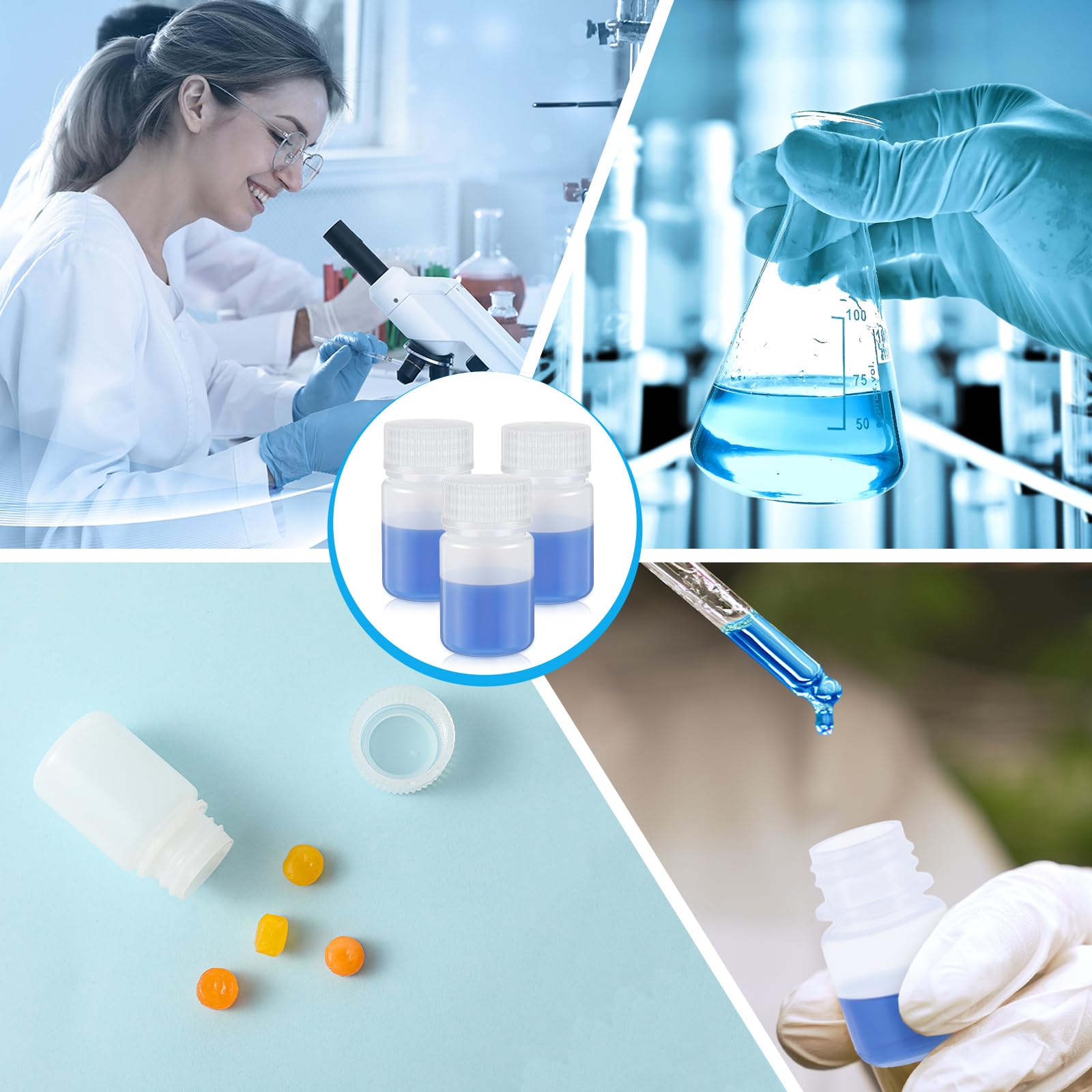 Tatuo 6 Pcs 1 Oz Wide Mouth Lab Reagent Bottle Polypropylene Sample ...