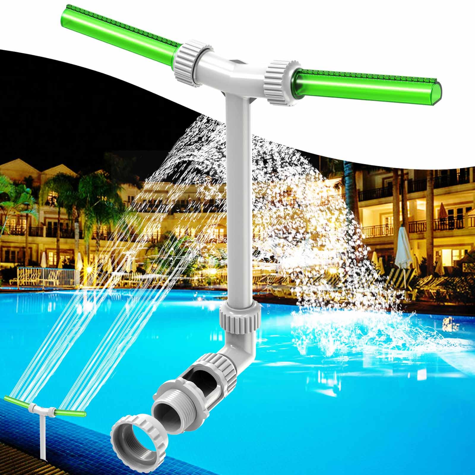 Green Fluorescent 2 in 1 Adjustable Pool Fountain System, 3 Mode Nozzle ...