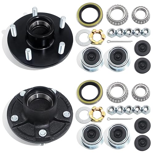 2 Sets 5 on 5'' Trailer Hub Kit for 3500 lbs 1-1/16'' to 1-3/8 ...