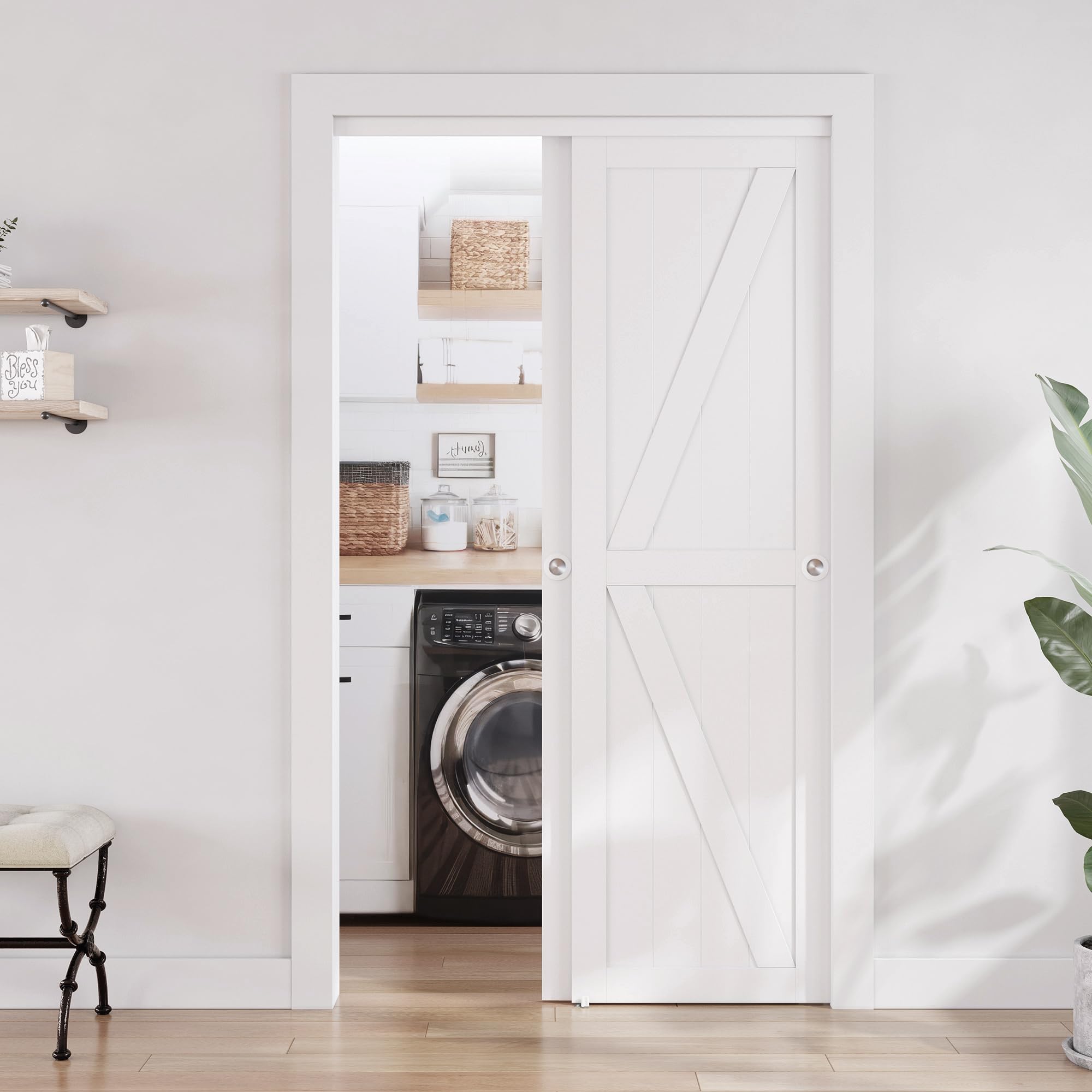 SMARTSTANDARD Closet Sliding Door, 48"×80"(Double Barn Doors 25 ...