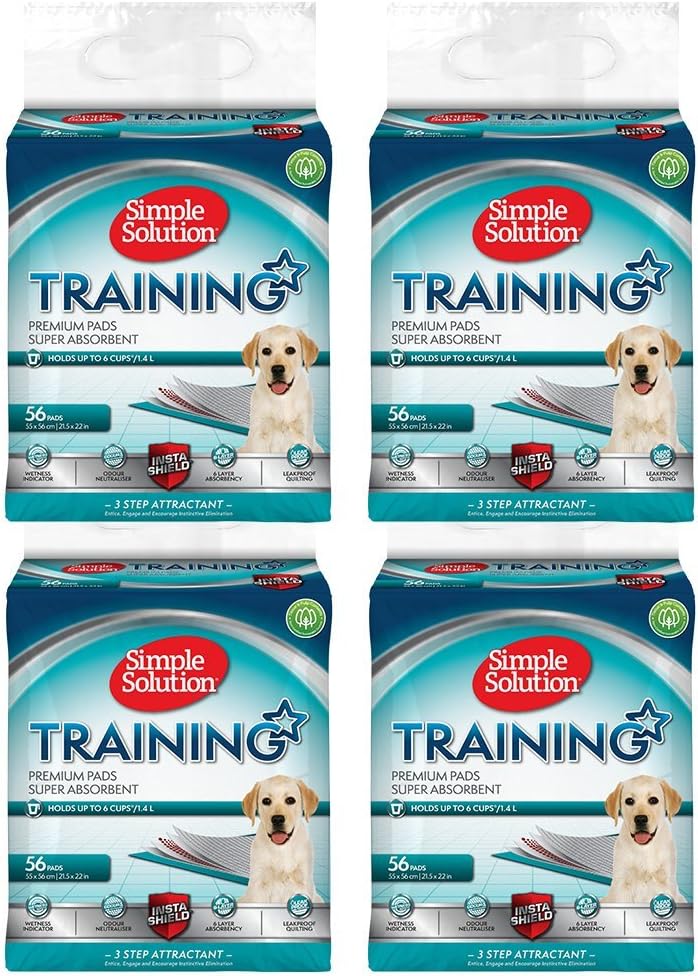 Simple Solution Premium Dog and Puppy Training Pads, 56 Pads, Pack of 4 ...