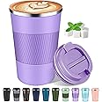 Amazon.com: Coffee Travel Mug 12 oz & 17 oz Insulated Coffee Mug with ...