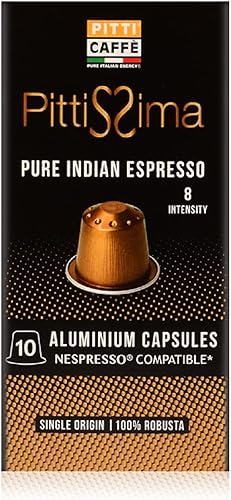 PITTI CAFFÈ Pure Indian Coffee Aluminum Capsules, Mild with an exotic ...