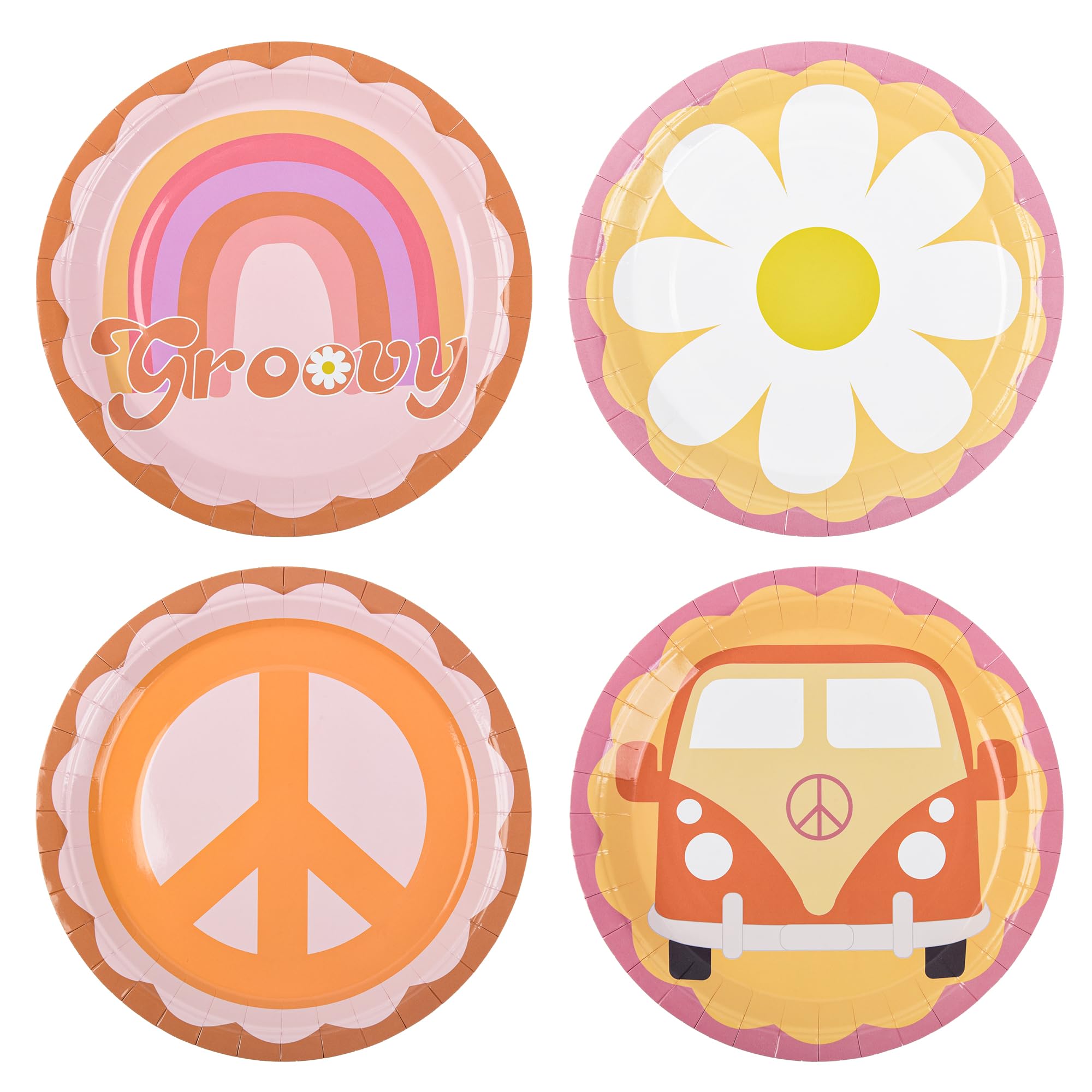 AimFun 48 Pcs Groovy Party Plates Retro Hippie Boho Paper Plates 60s ...
