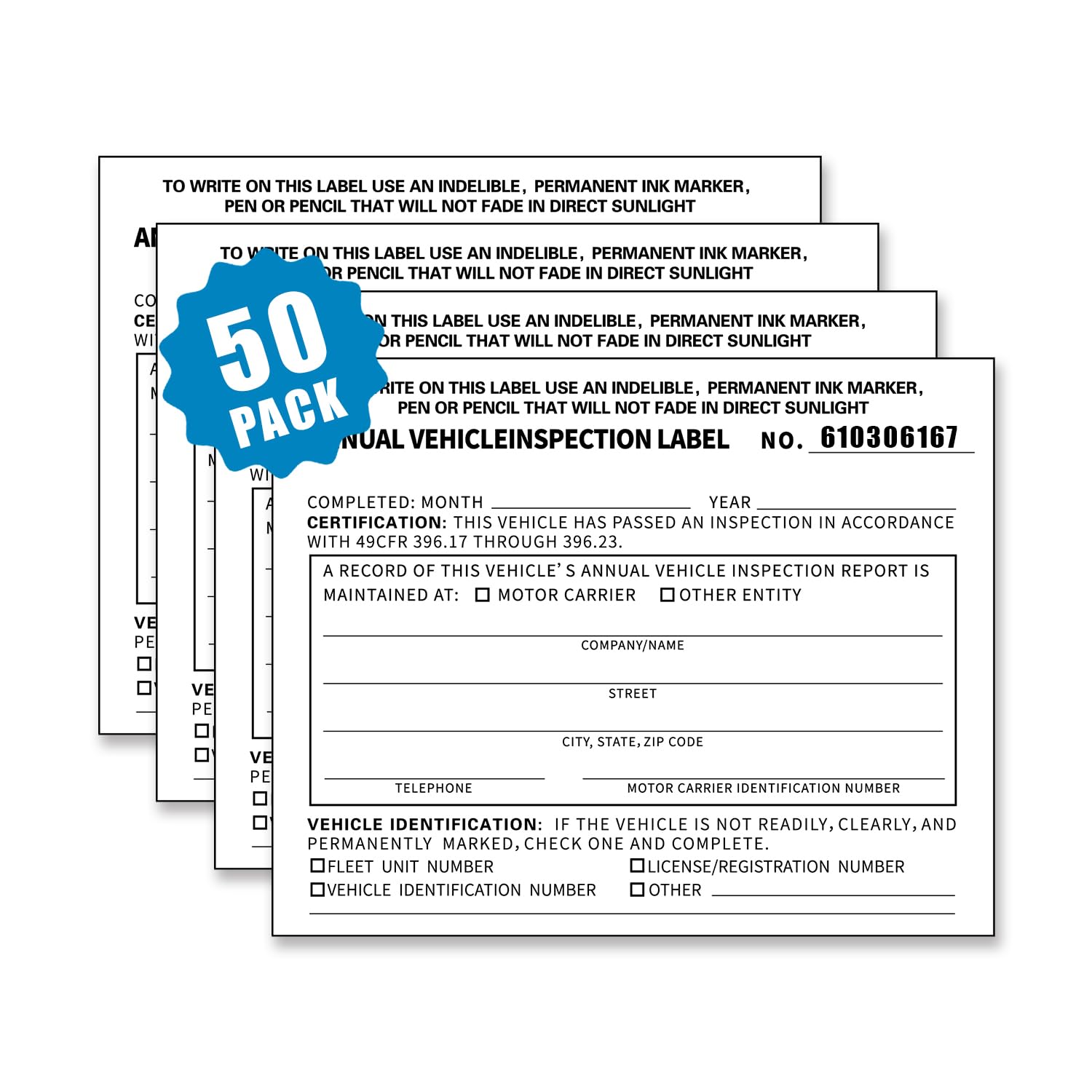 Mua Annual Vehicle Inspection Label 50 Pack Interior Vehicle Inspection ...