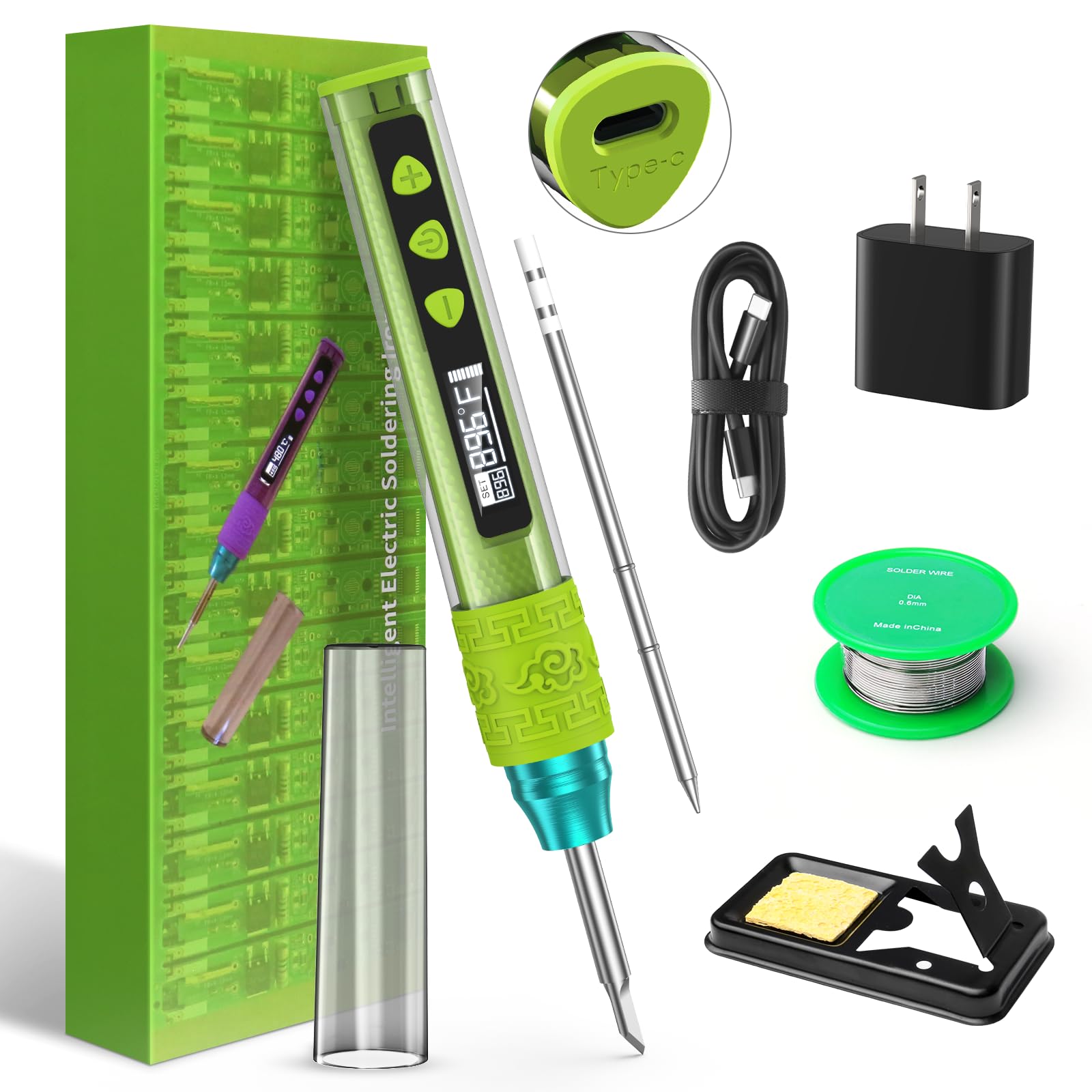 Soldering Iron Kit, Soldering Gun with OLED Digital Display, 8 Seconds ...