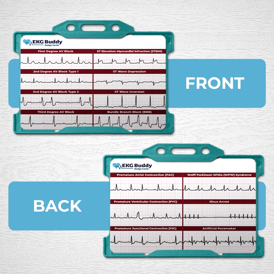 Mua EKG Buddy's 5 Card EKG Interpretation Badge Set - Doubled Sided Nurse ECG Cards Guide Rhythm ...