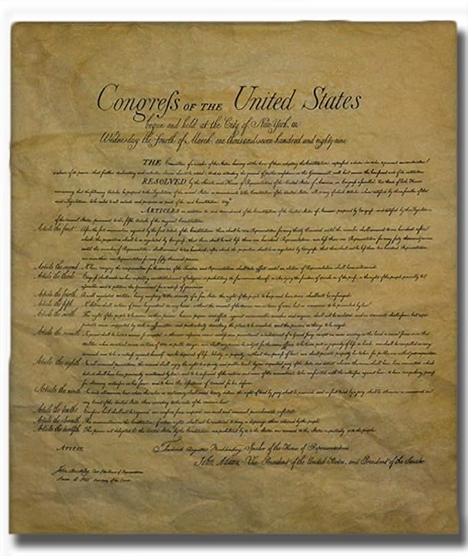 Amazon.com: The Bill of Rights, Authentic Replica Printed on Antiqued ...