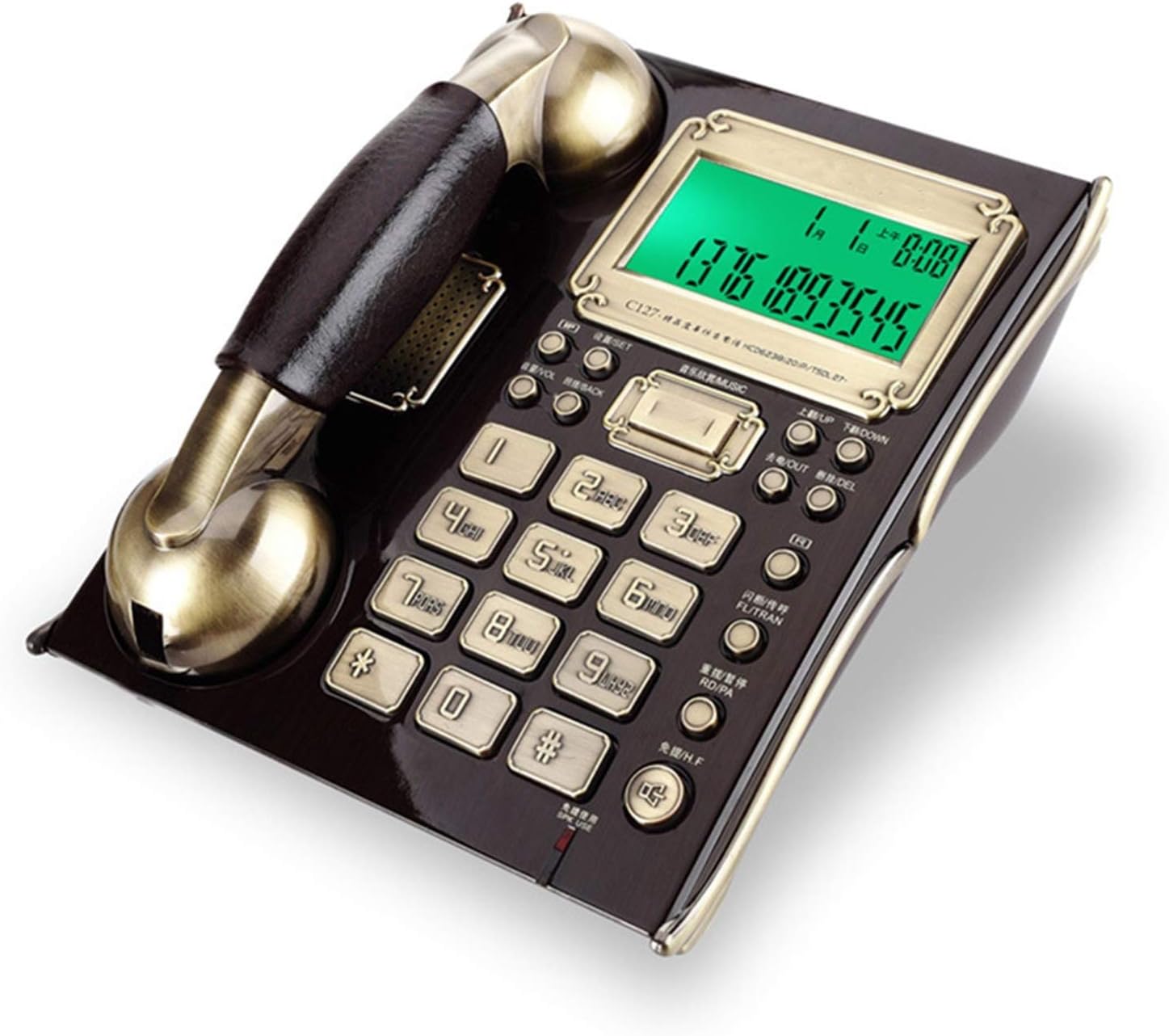 Wired telephone Gjrff Corded Phone mit Anrufer-ID, Weckerfunktion ...