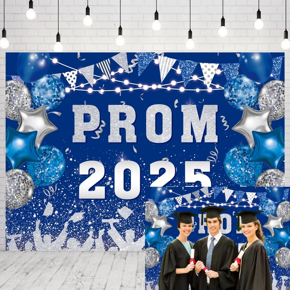 INRUI Prom 2025 Photography Background Blue and Silvery 2025 Prom Night ...