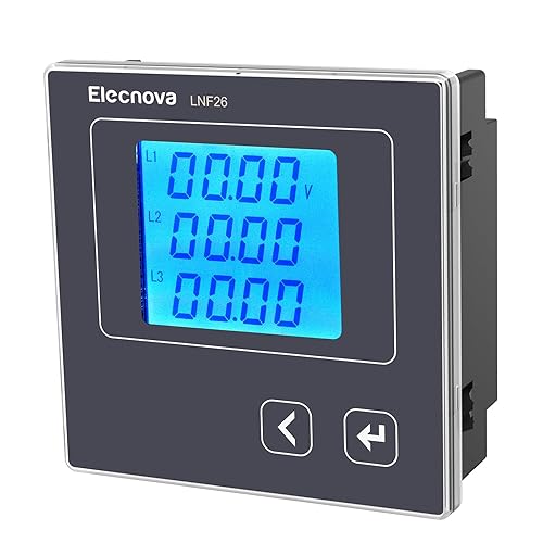 Elecnova Three Phase Voltage Meter, Panel Mounted, AC 5A 3 Phase ...
