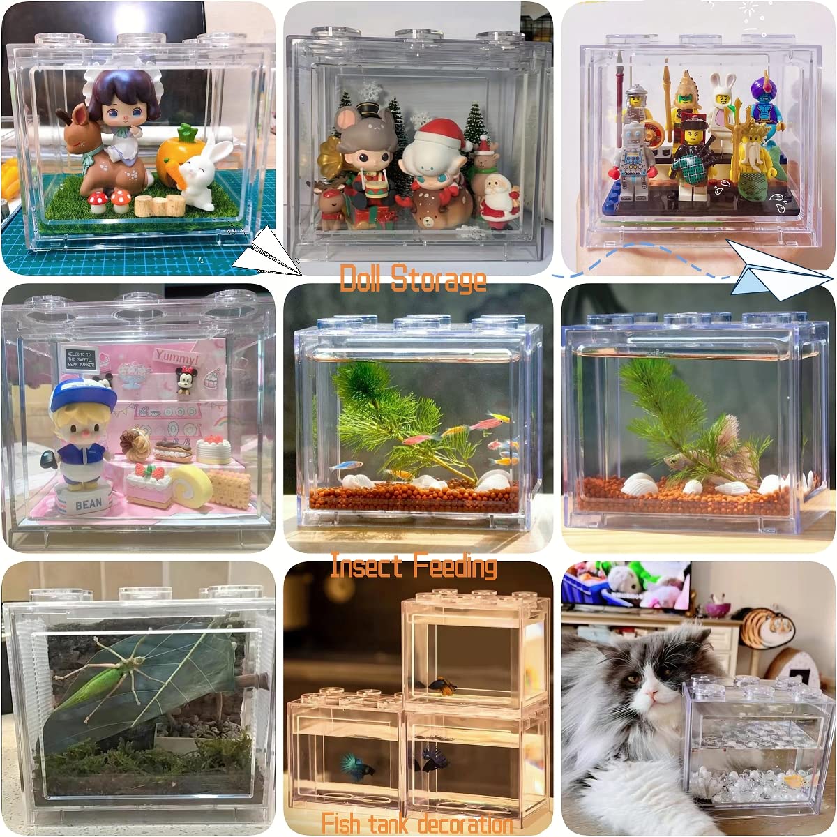 Mua Small Betta Fish Tank, Stackable Mini Fish Tank Aquarium Tank Kit ...