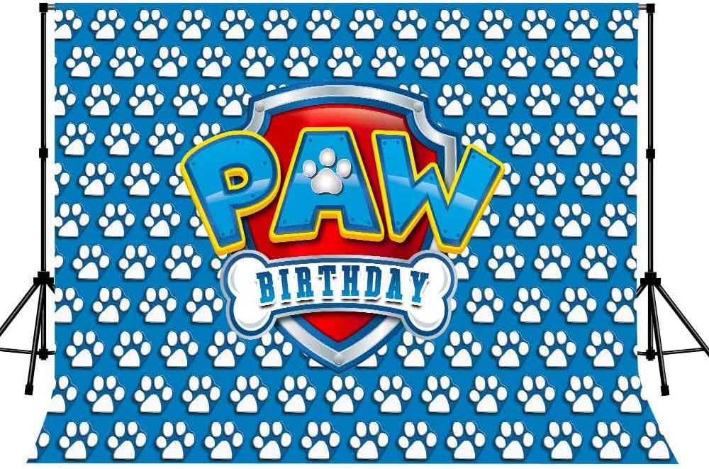 Amazon.com : LYLYCTY 7x5ft Birthday Backdrop for Kids Paw Background ...