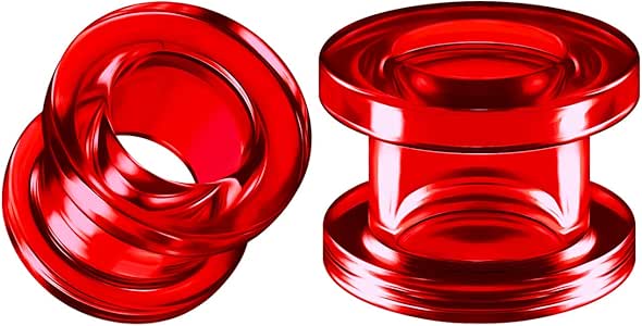Amazon.com: BIG GAUGES Pair of Red Acrylic Double Zero Gauge 10mm Flesh ...